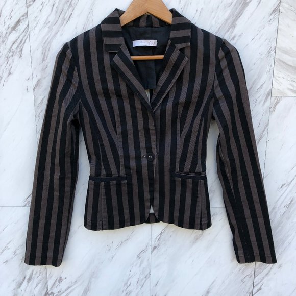 Love Trf | Jackets & Coats | Love Trf Womans Brown And Black Striped ...